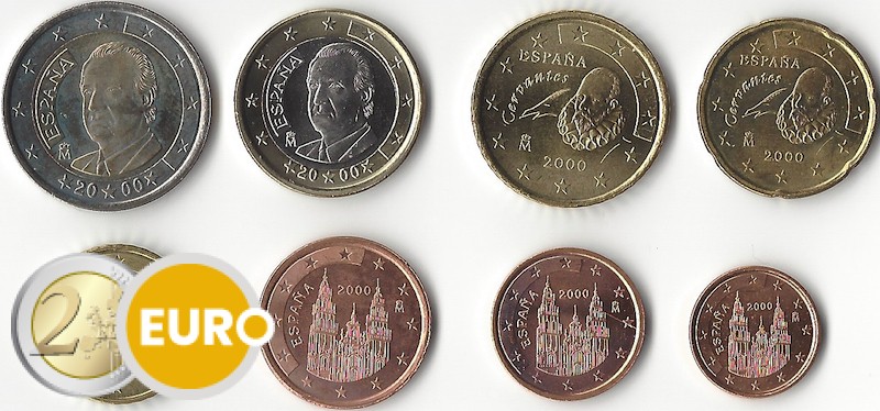 Euro set UNC Spain 2000 1 cent to 2 euro | 2eurocommemorative.ie